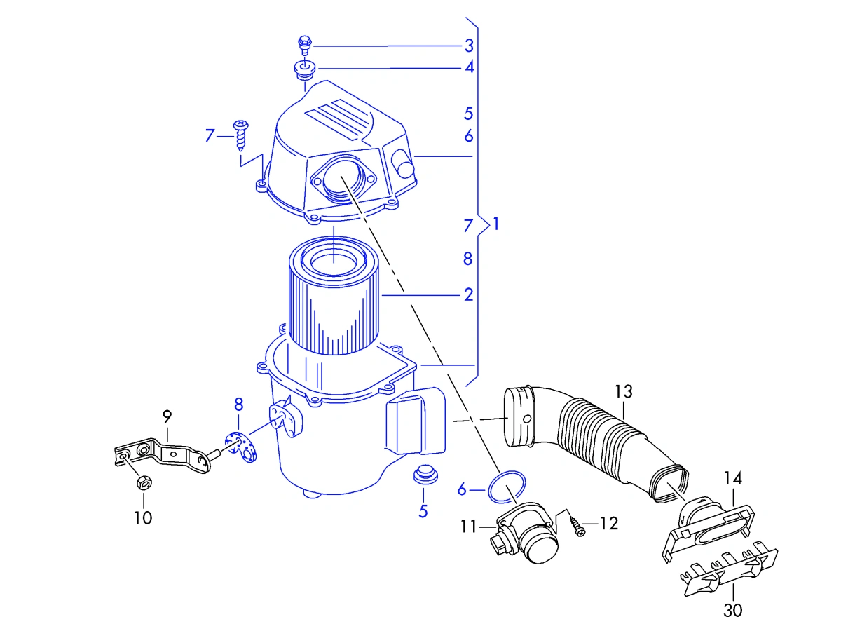 Air filter housing 6R0129607E for Polo 6R Diesel