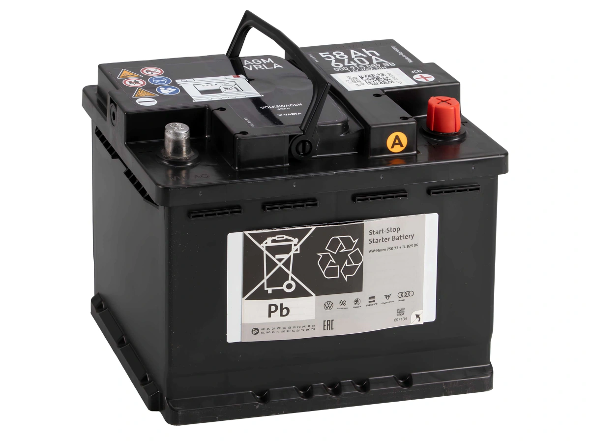 Battery 58Ah/330A AGM 000915089BB for Volkswagen Polo 6R